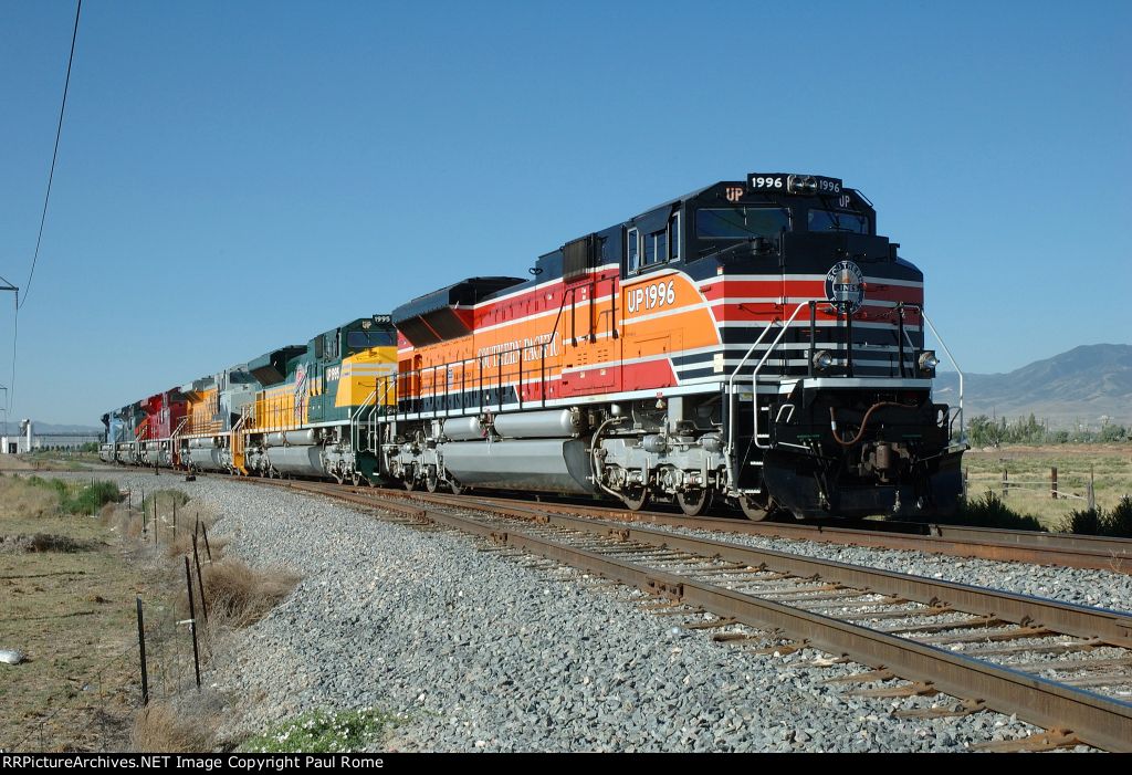 UP 1996, 1995, 1989, 1988, 1983, 1982, EMD SD70ACe, all six UP Heritage Units